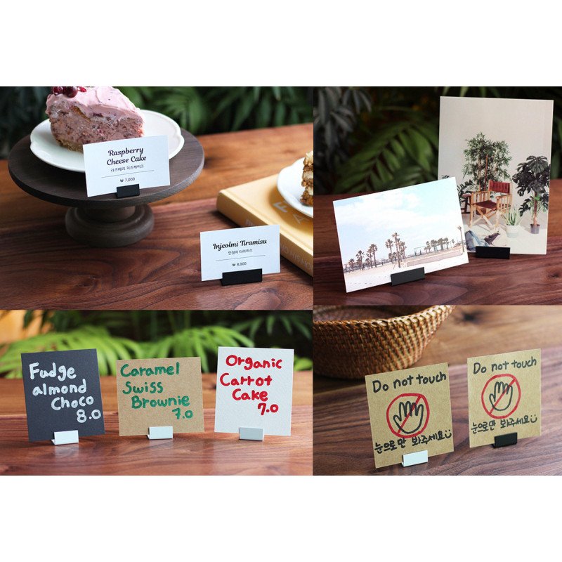 10 Black White Display Name Tag Holder Food Label Card Menu Sign Stand ...